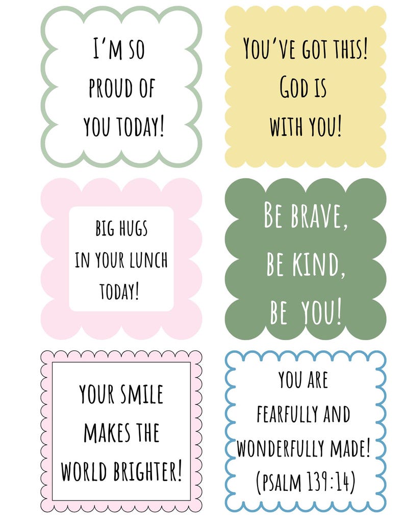 Printable Christian Lunchbox Notes for Kids – Encouraging Bible Verses ...