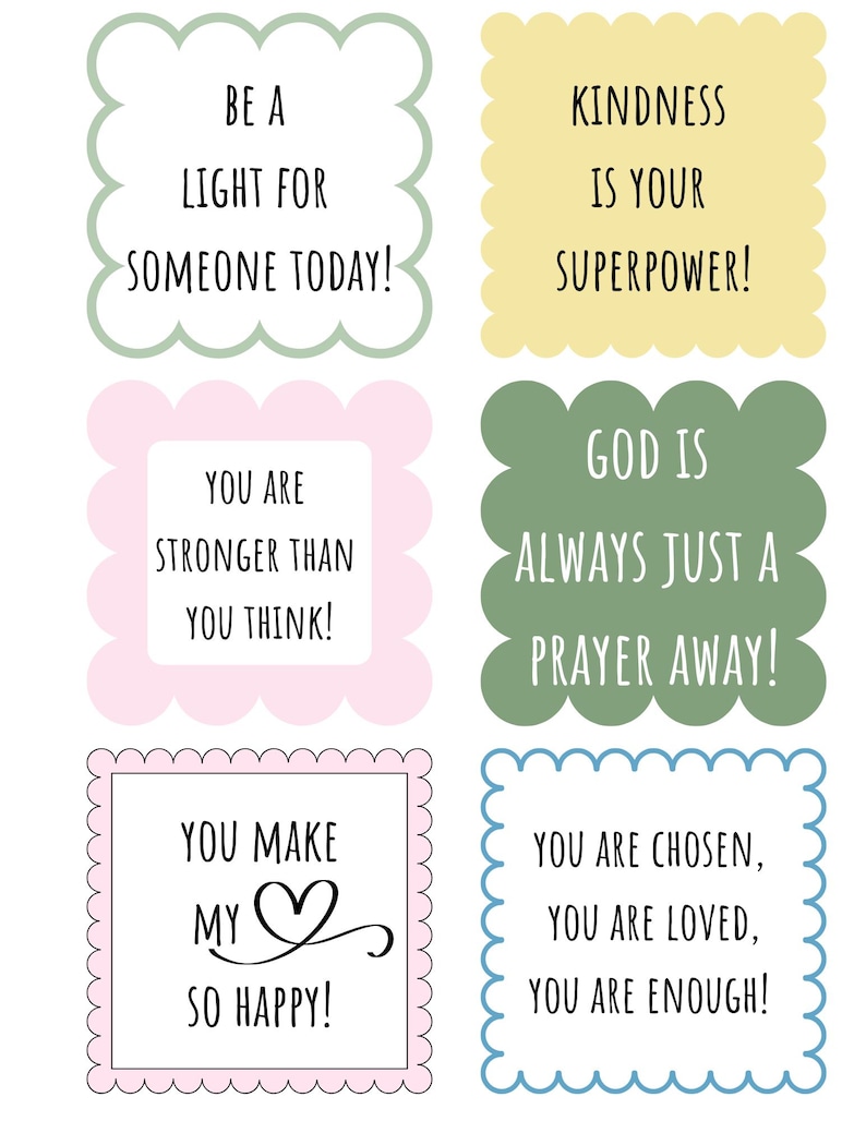 Printable Christian Lunchbox Notes for Kids – Encouraging Bible Verses ...