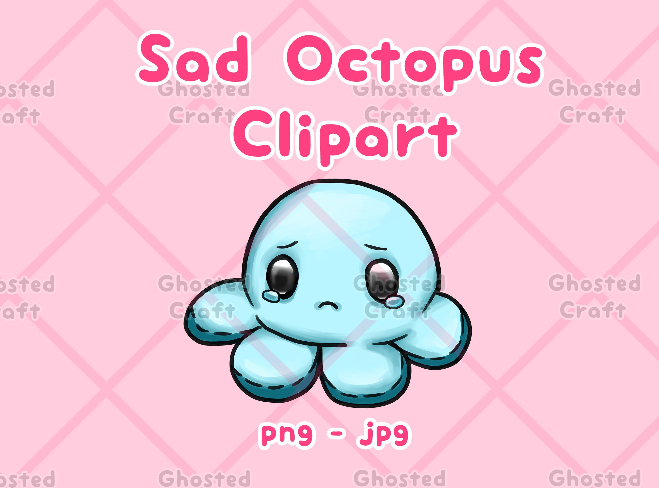 Sad Octopus Flippy Clipart Instant Download - PNG, JPG, Aesthetic Jpg ...