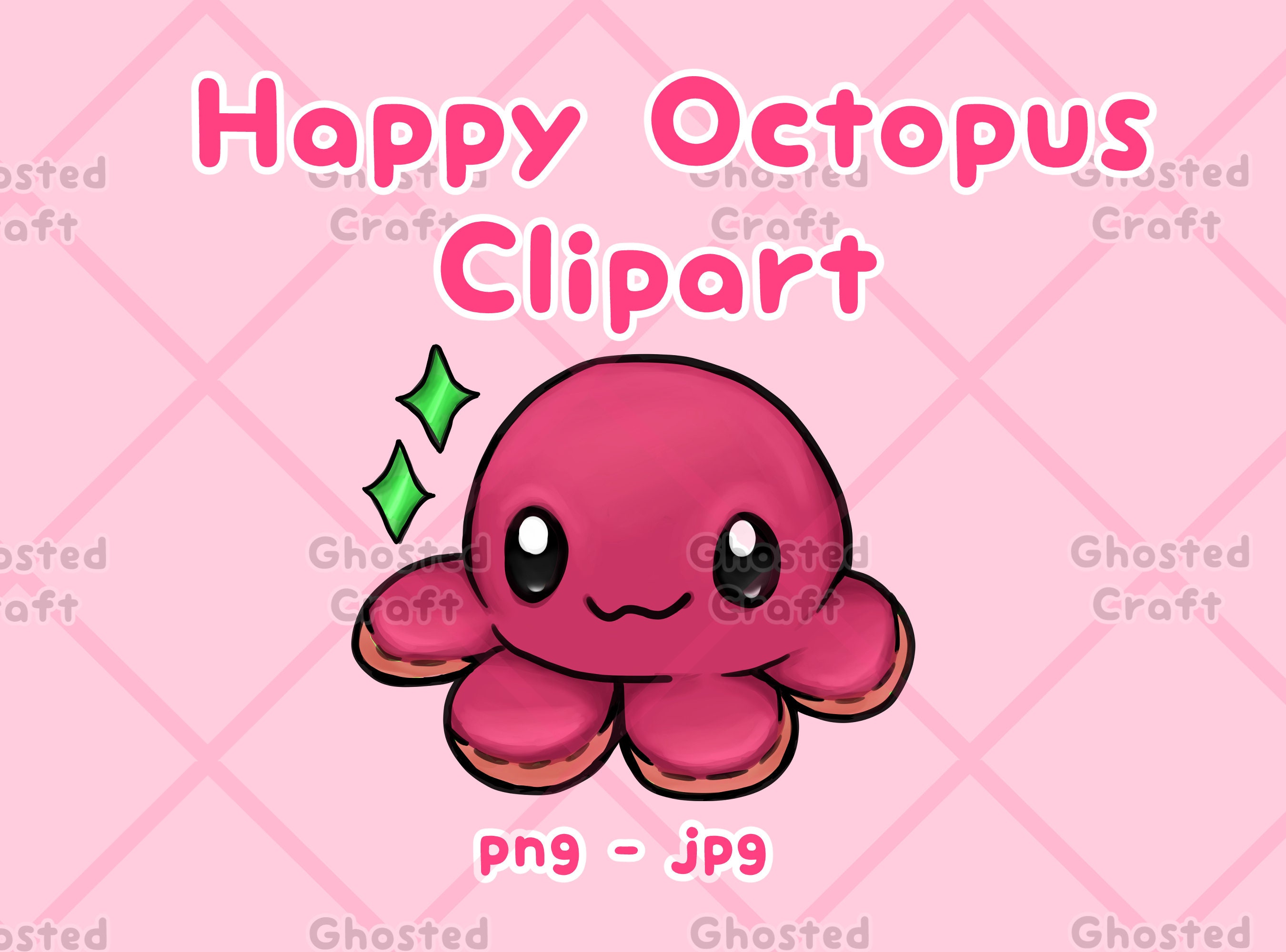 Happy Octopus Flippy Clipart Instant Download - PNG, JPG, Aesthetic Jpg ...