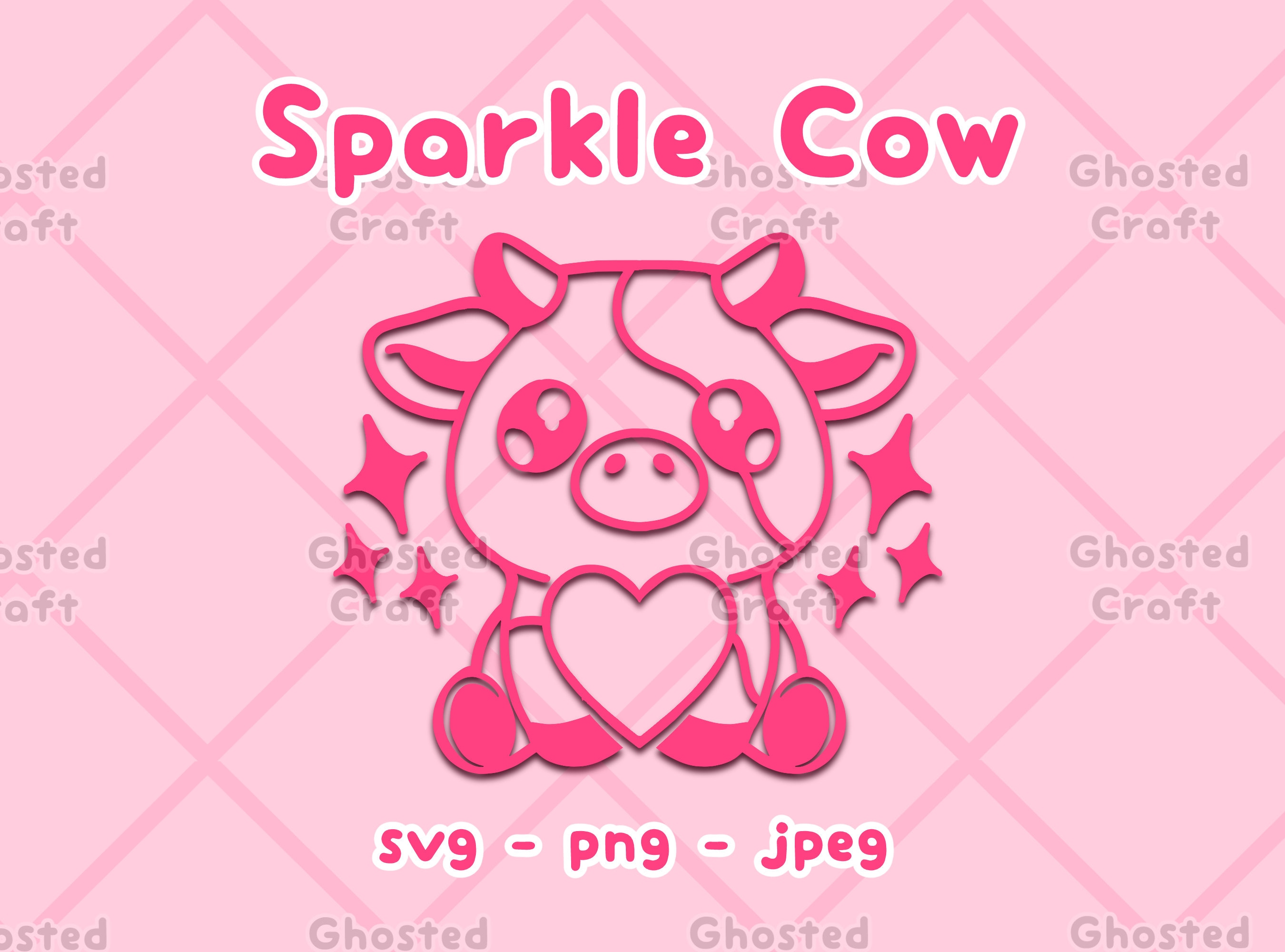 Sparkle Cow Clipart Instant Download - SVG, PNG, JPG, Aesthetic Svg ...