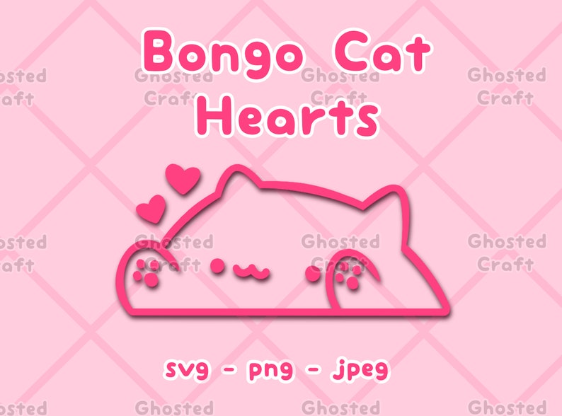 Bongo Cat Hearts Instant Download - SVG, PNG, JPG, Aesthetic Svg, Cute ...