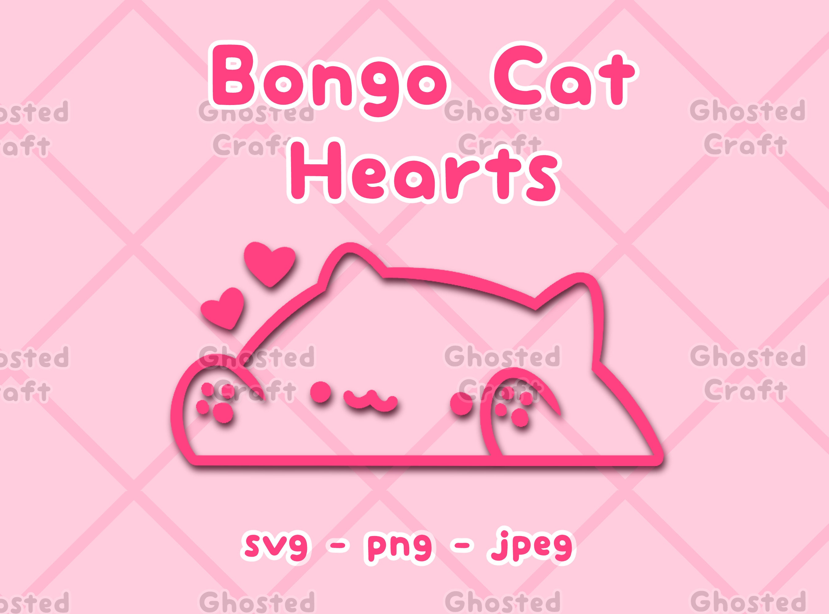 Bongo Cat Hearts Instant Download - SVG, PNG, JPG, Aesthetic Svg, Cute ...