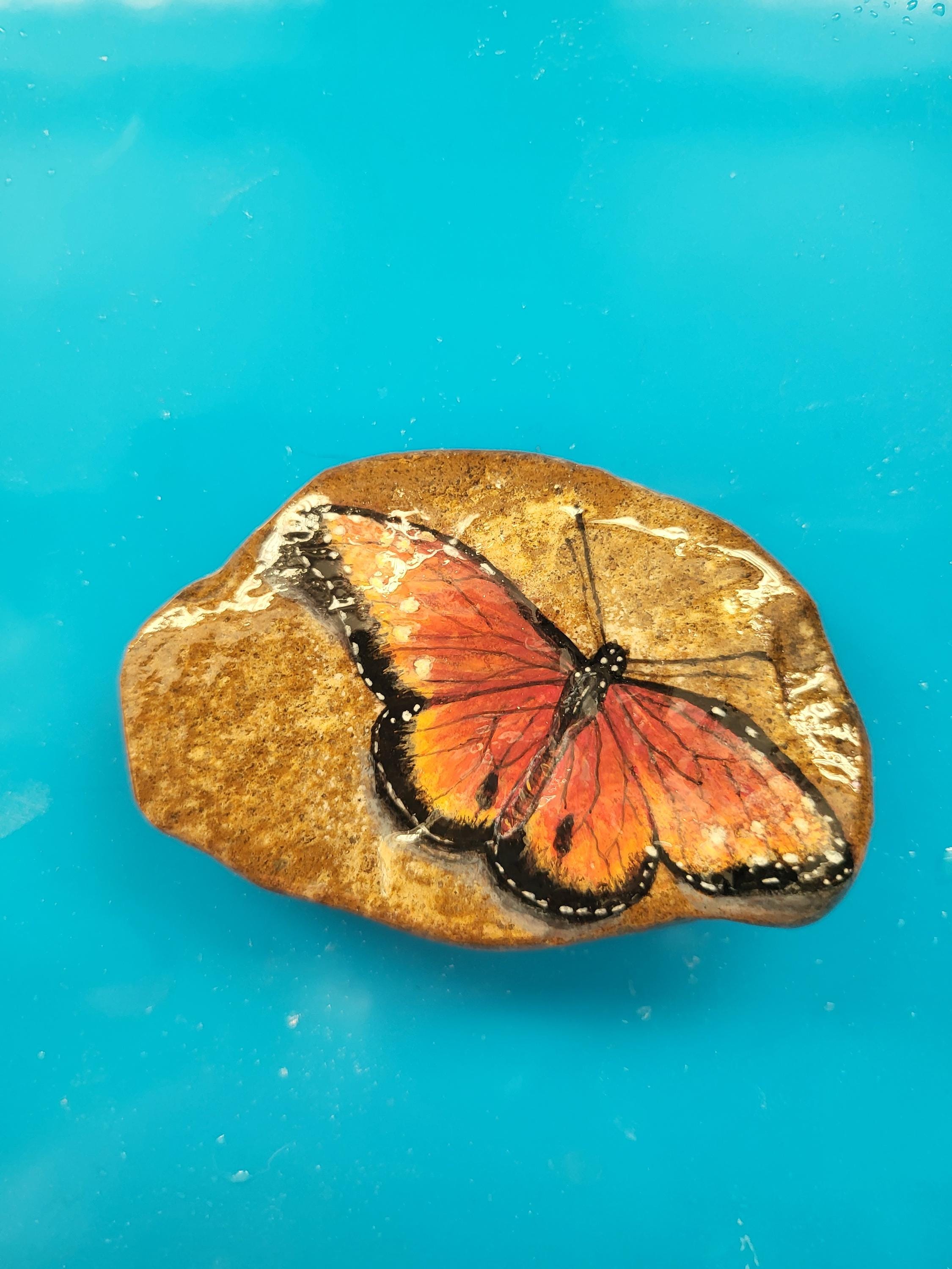 Hand-painted Butterfly Rock - Unique Nature-inspired Décor - Etsy