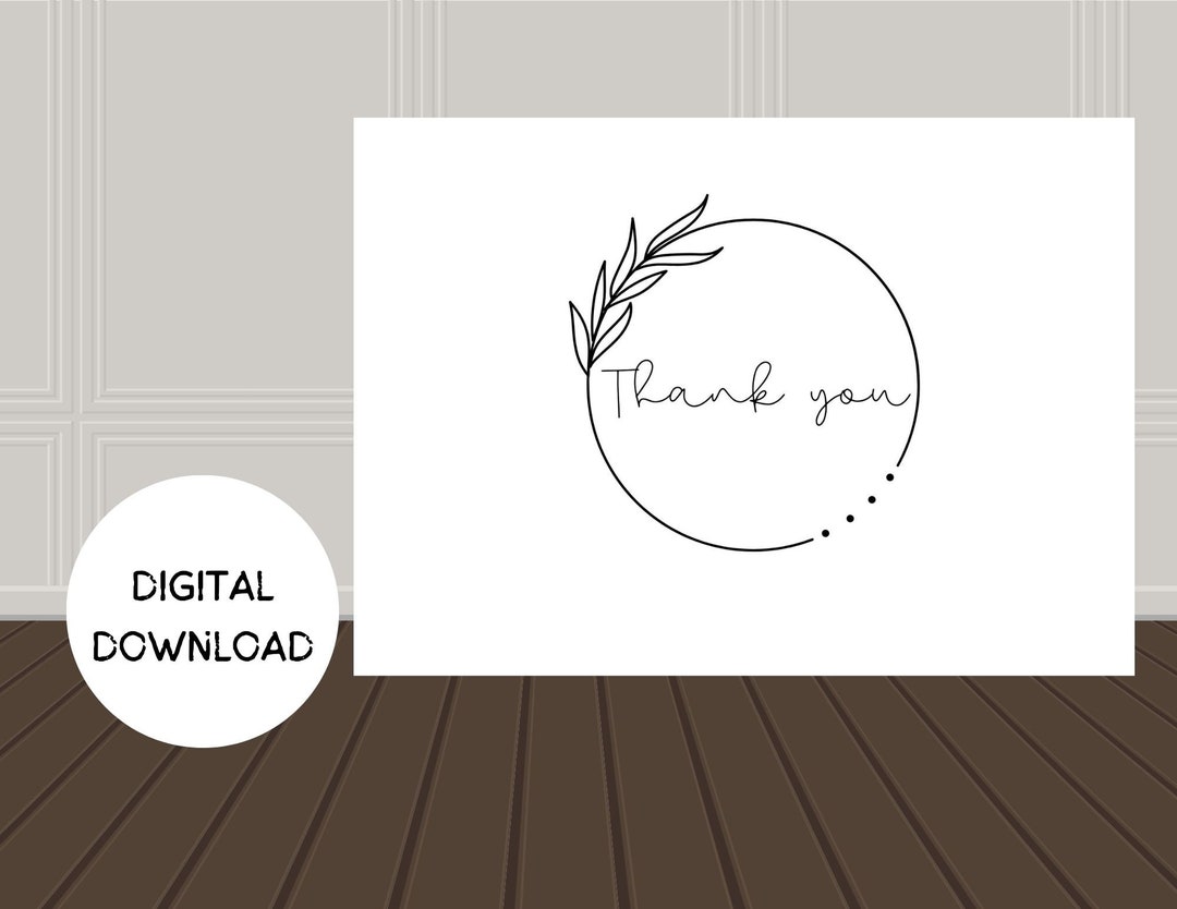 Printable Thank You Card, Printable Minimalist Thank You Card, Digital ...