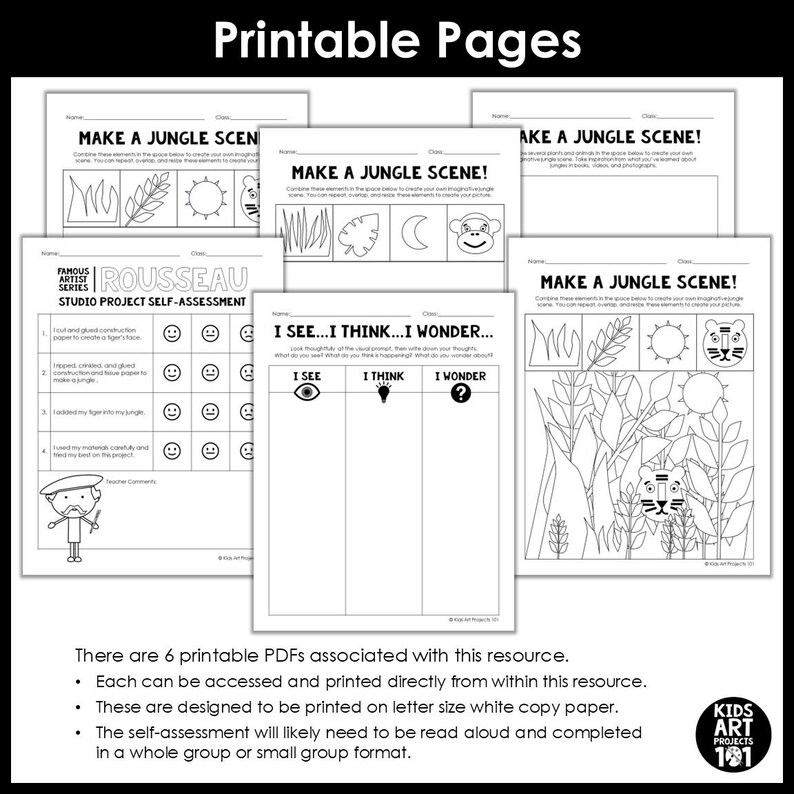 Henri Rousseau Jungle Art Project Famous Artist Elementary Art Lessons ...