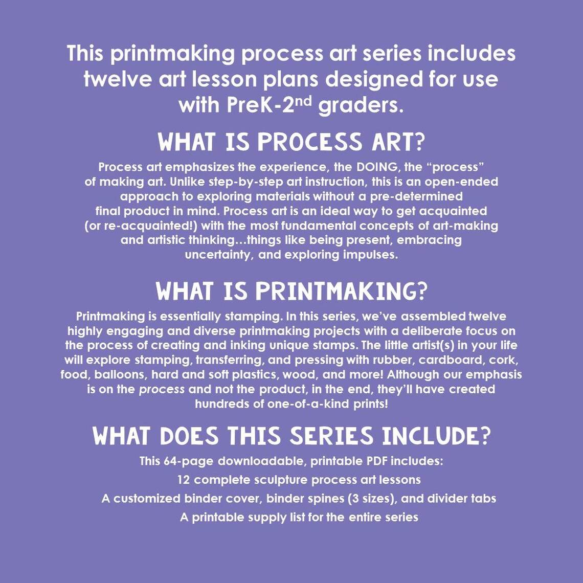 Printmaking Process Art Projects for Prek-2 Homeschool and Elementary ...