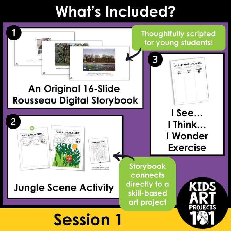 Henri Rousseau Jungle Art Project Famous Artist Elementary Art Lessons ...