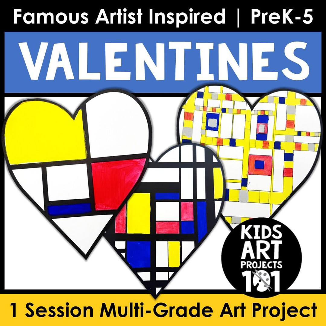 Piet Mondrian Valentine's Day Art Project Famous Artist Valentine's Day ...