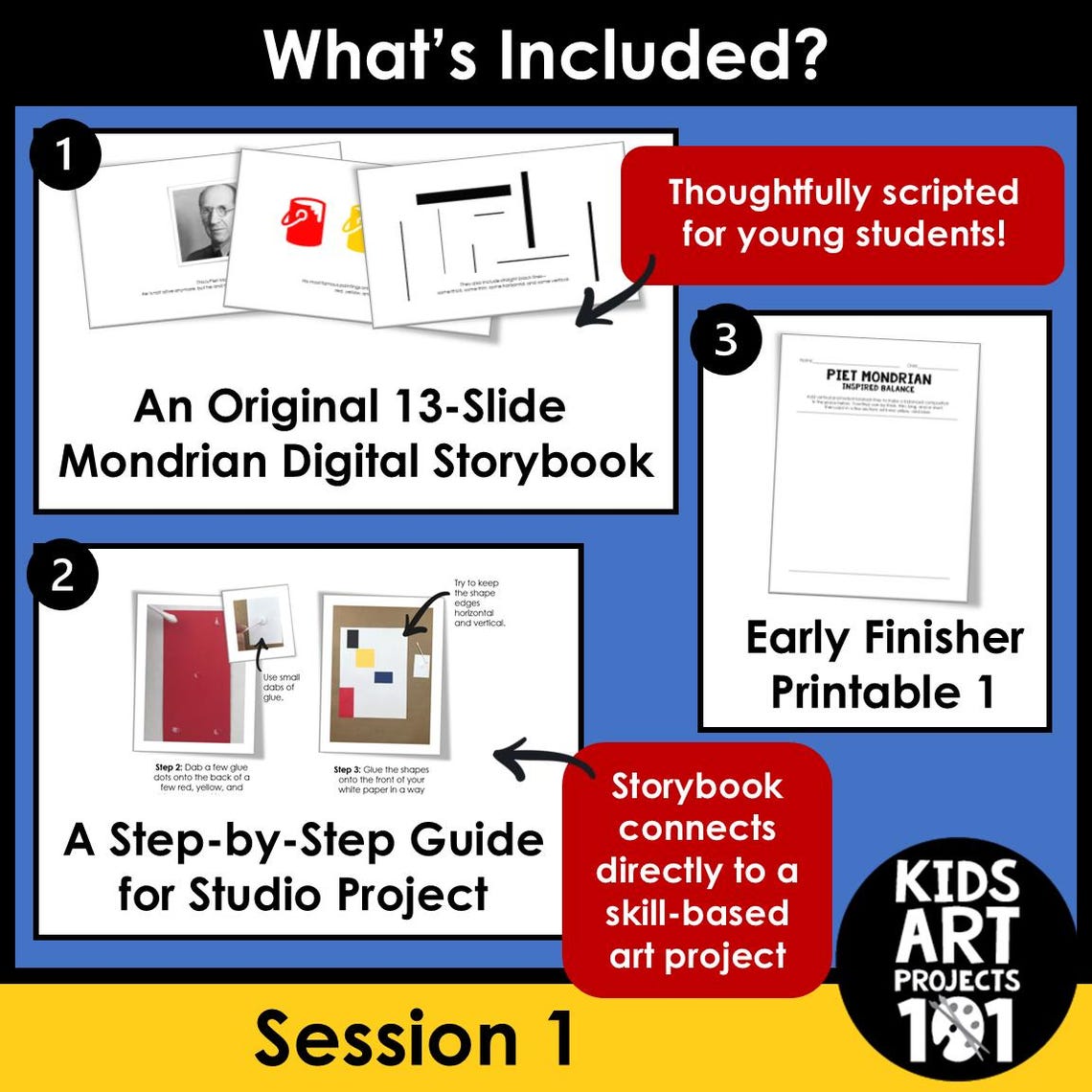 Piet Mondrian Abstract Art Project Famous Artist Elementary Art Lessons ...