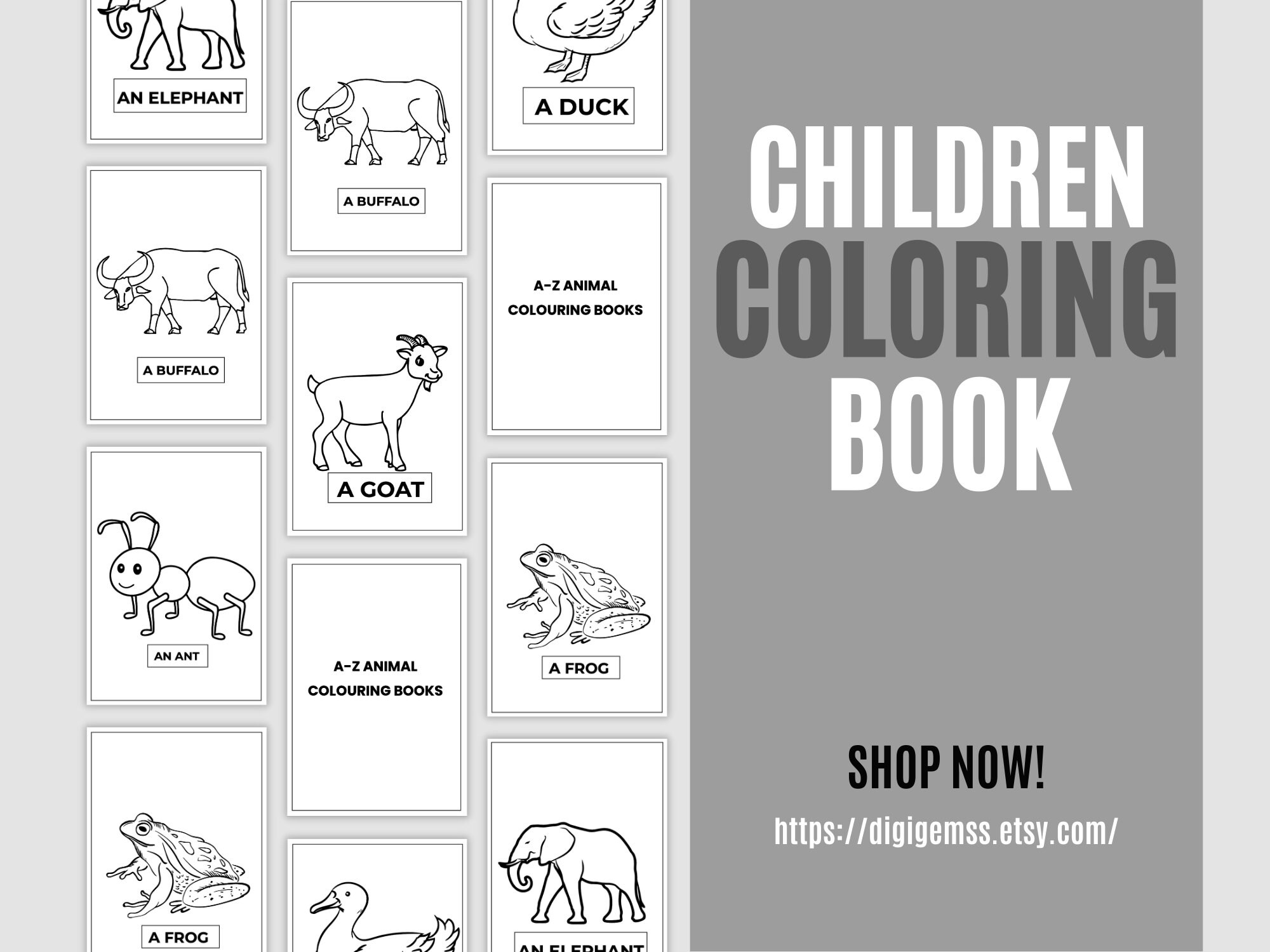 26 Cute Animal Coloring Book Pages Zoo, Farm, Land & Sea, Desert ...