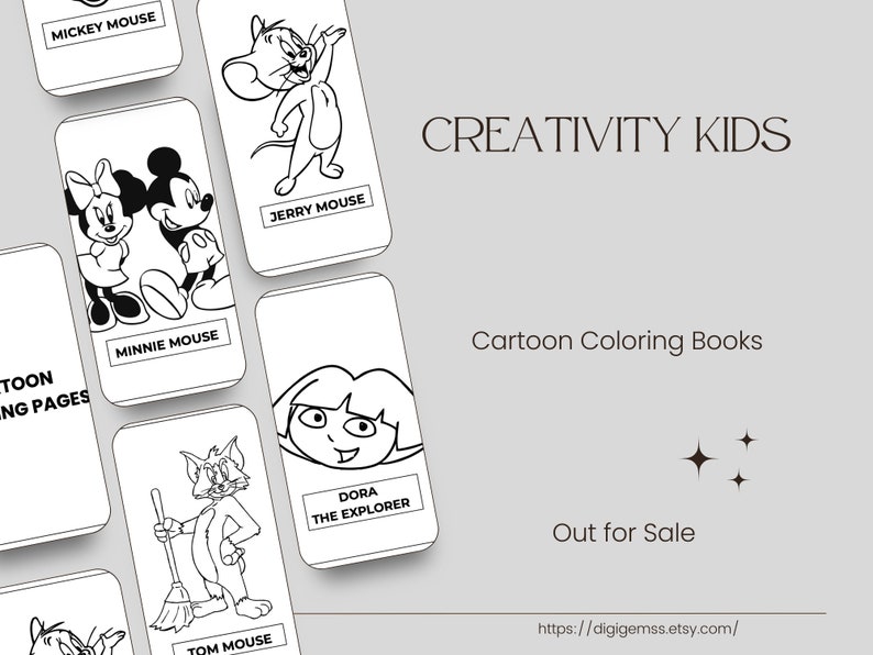 Cartoon Character Coloring Pages: Toddler Activity Book (digital ...