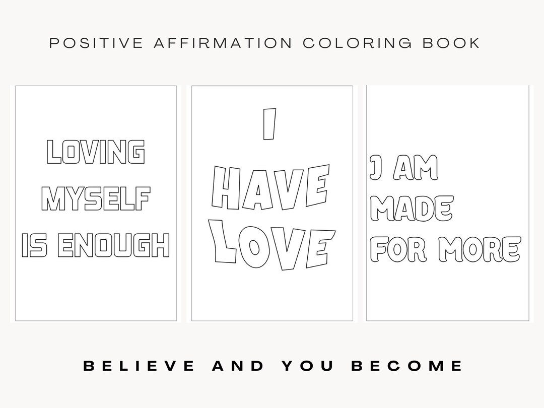 Printable Positivity Coloring Book - Positive Affirmations for Therapy ...
