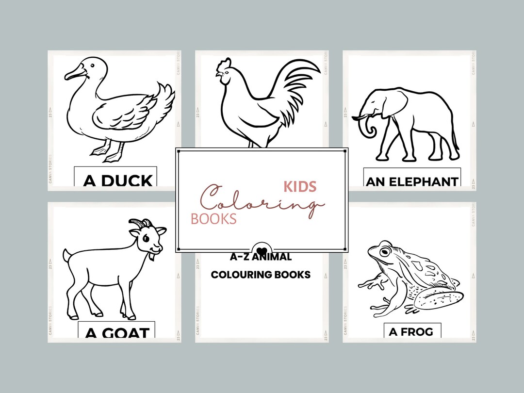 26 Cute Animal Coloring Book Pages - Zoo, Farm, Land & Sea, Desert ...