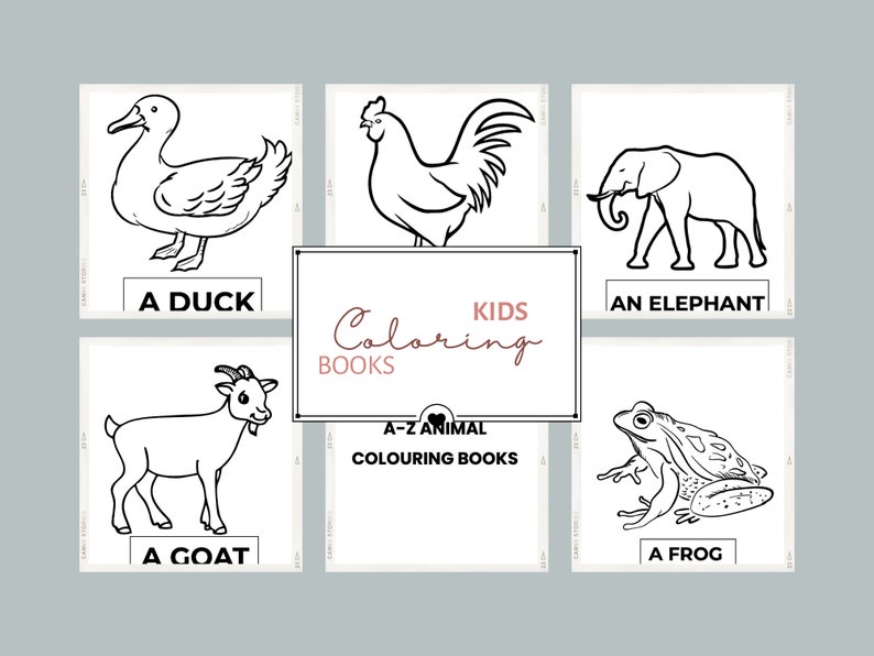 26 Cute Animal Coloring Book Pages - Zoo, Farm, Land & Sea, Desert ...