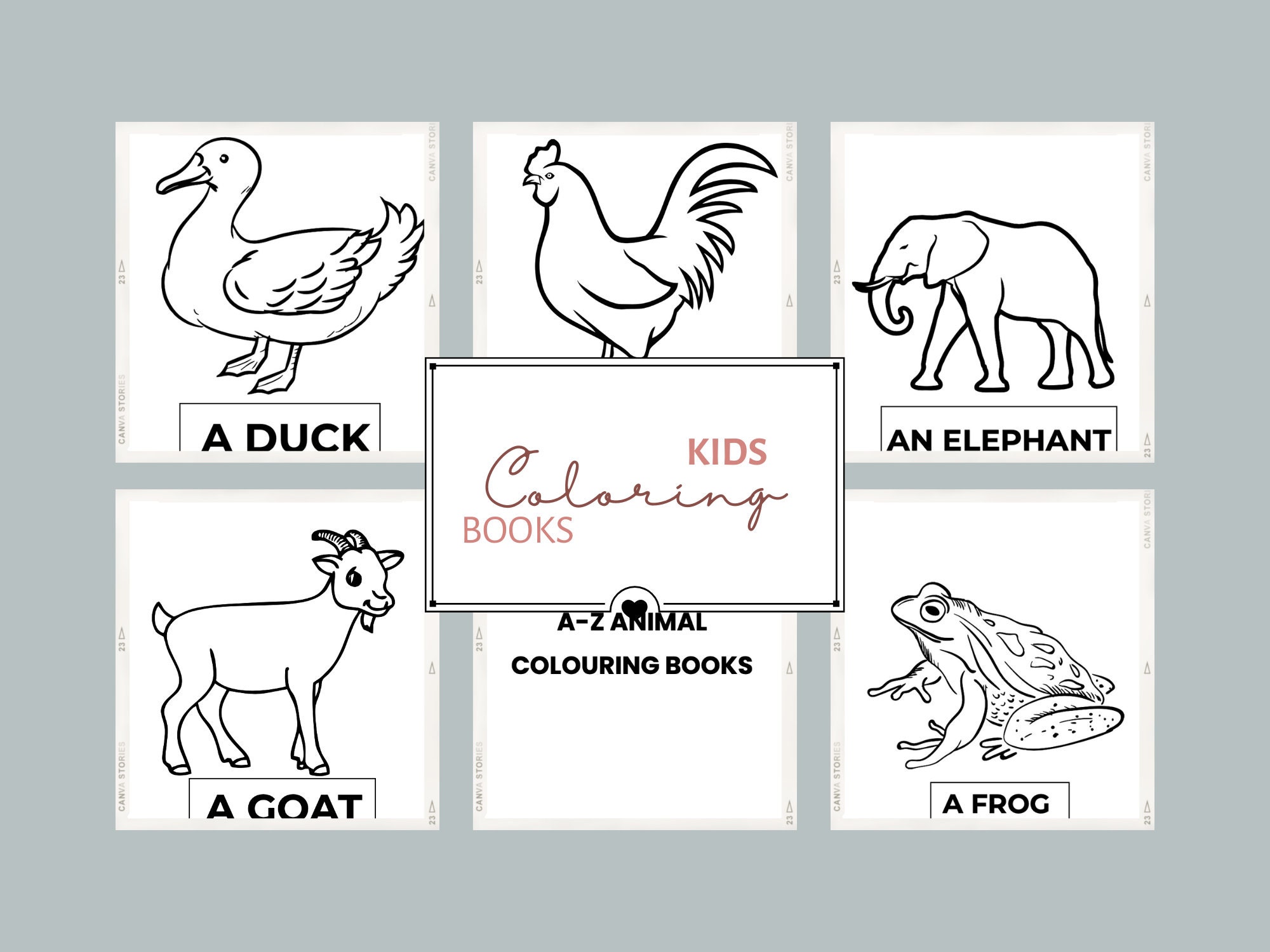 26 Cute Animal Coloring Book Pages Zoo, Farm, Land & Sea, Desert ...