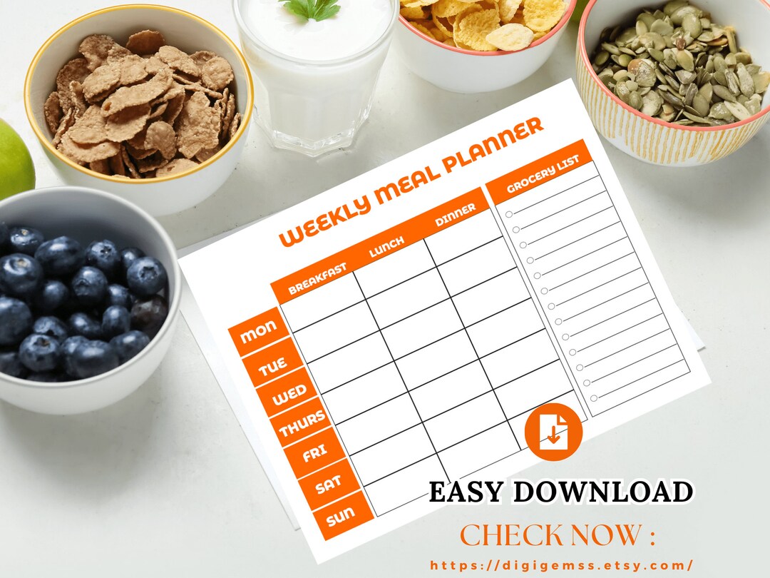 Digital Meal Planner Template - Minimalist Kitchen Planning - Weight ...