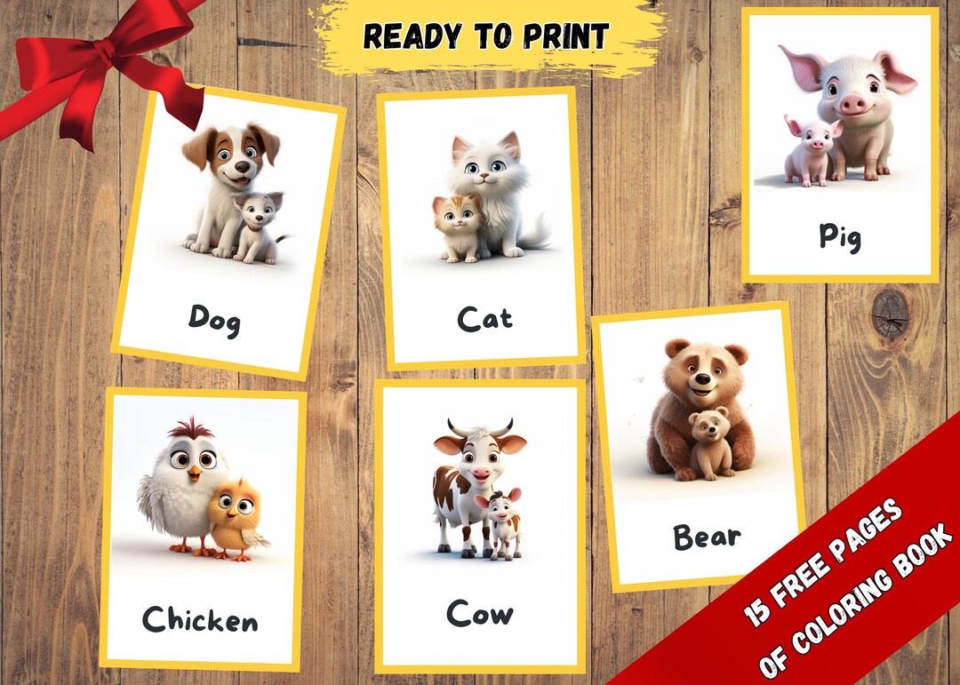 Baby Animal Flashcards free Coloring Book Digital Files - Etsy