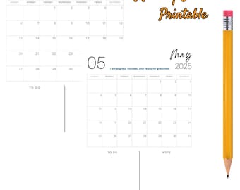 2025 Minimal Monthly Calendar | With Affirmations | Digital Download ...