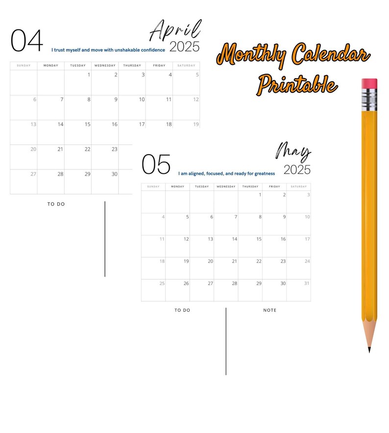 2025 Minimalist Monthly Calendar Printable | Digital Download | Sunday ...
