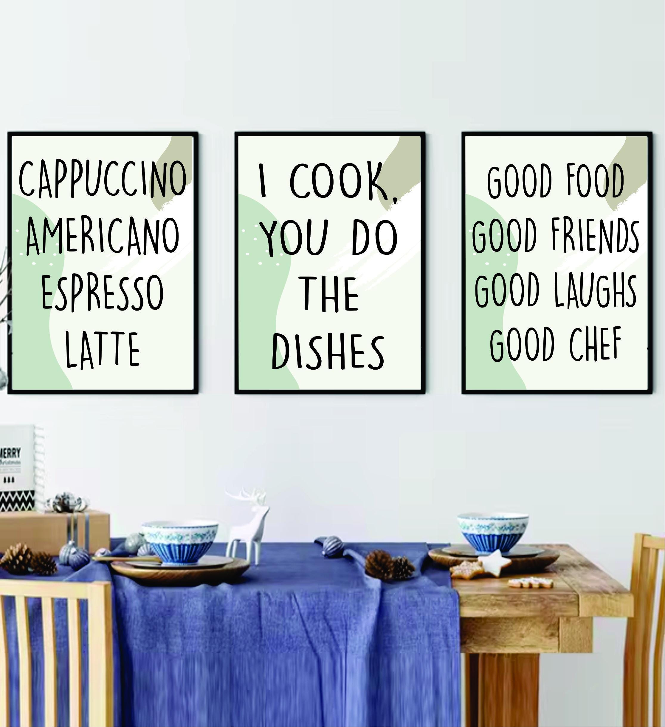 Kitchen Wall Art Set of 3, Kitchen Prints, Housewarming Gift, Food ...