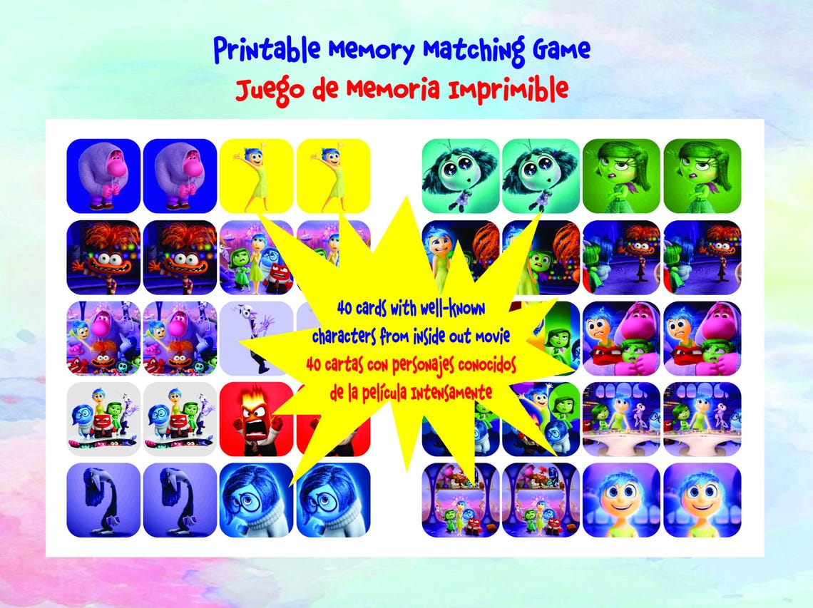 Juego De Memoria Imprimible, Tarjetas De Memoria, Juego De Cartas ...