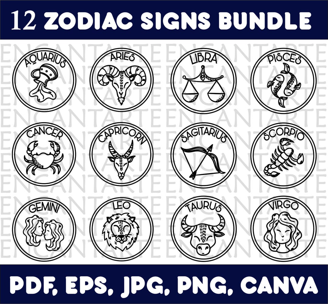 Celestial Zodiac Bundle Astrology Designs for Cricut,cameo, Sublimation ...