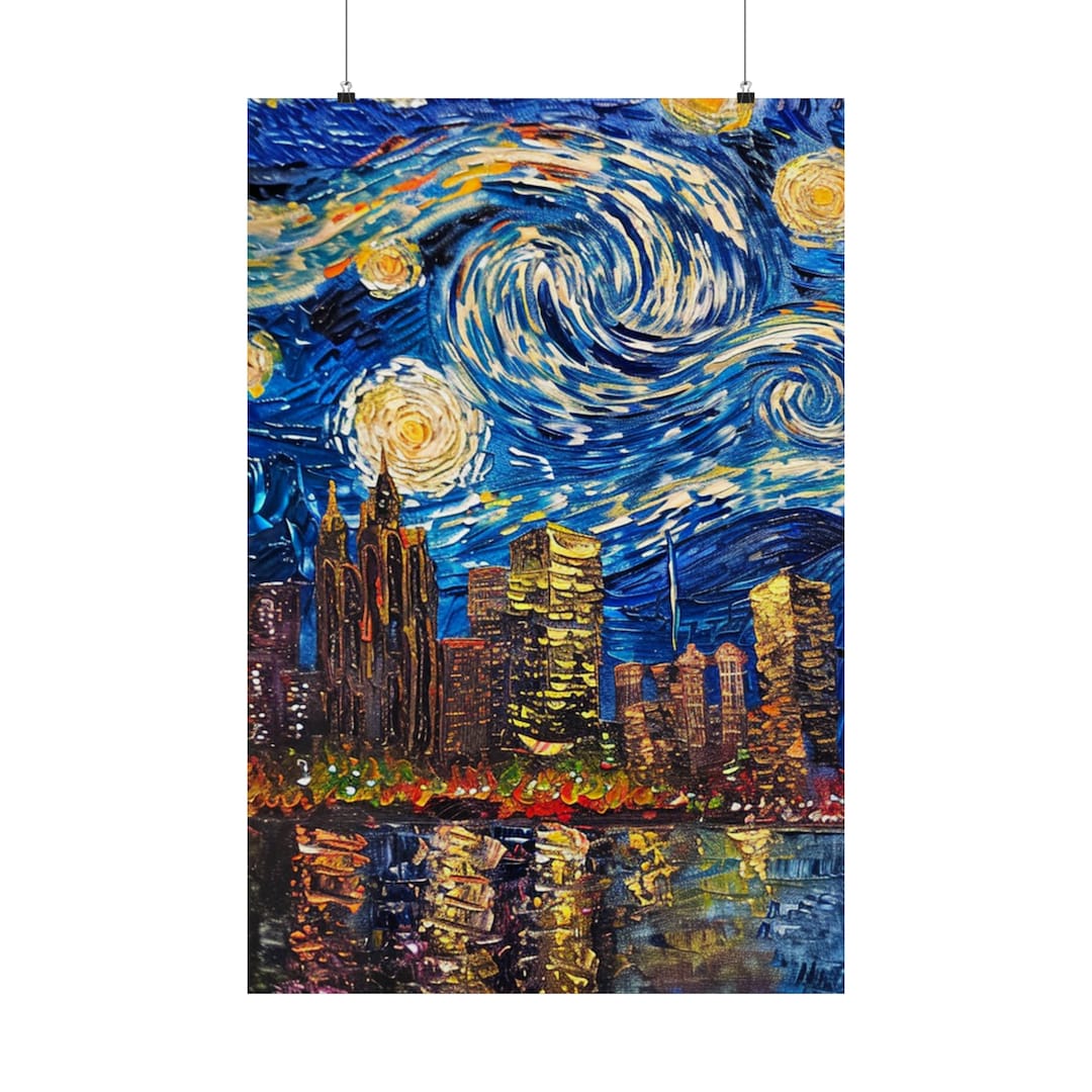 City Skyline Poster Urban Landscape Art Print Modern Cityscape Wall Art ...