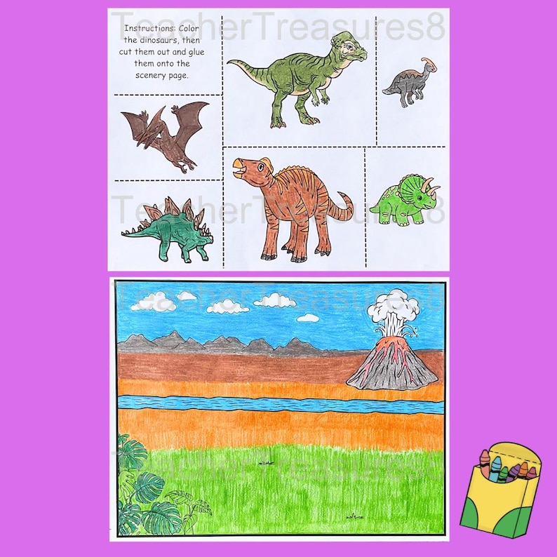 Dinosaur Habitat Craft Template, DIY Printable Kids Activity ...