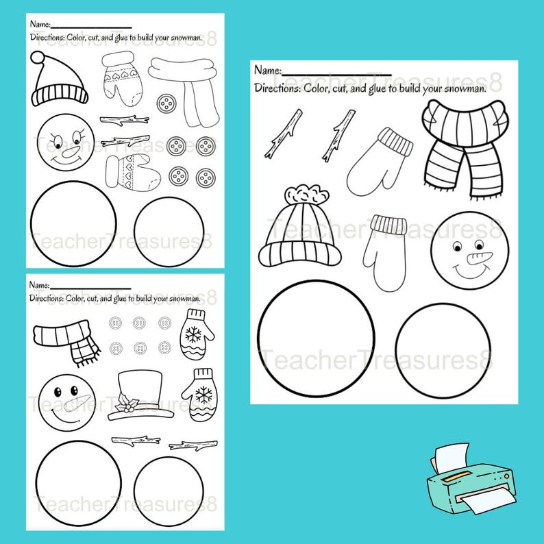 Build A Snowman Christmas Printable Snowman Craft Instant Download ...