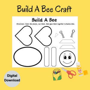 Build A Bee Craft Printable Activity Kids Spring Craft DIY Craft ...