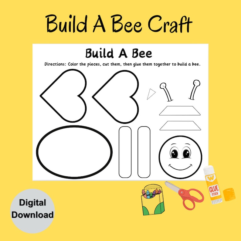 Build A Bee Craft Printable Activity Kids Spring Craft DIY Craft ...