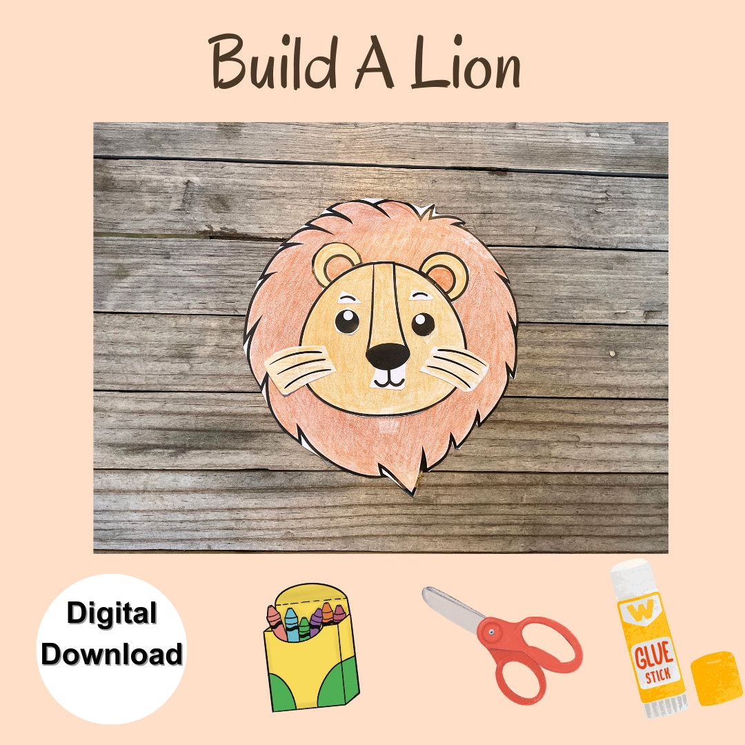 Build A Lion Craft Printable Activity Summer Craft DIY Craft Homeschool ...