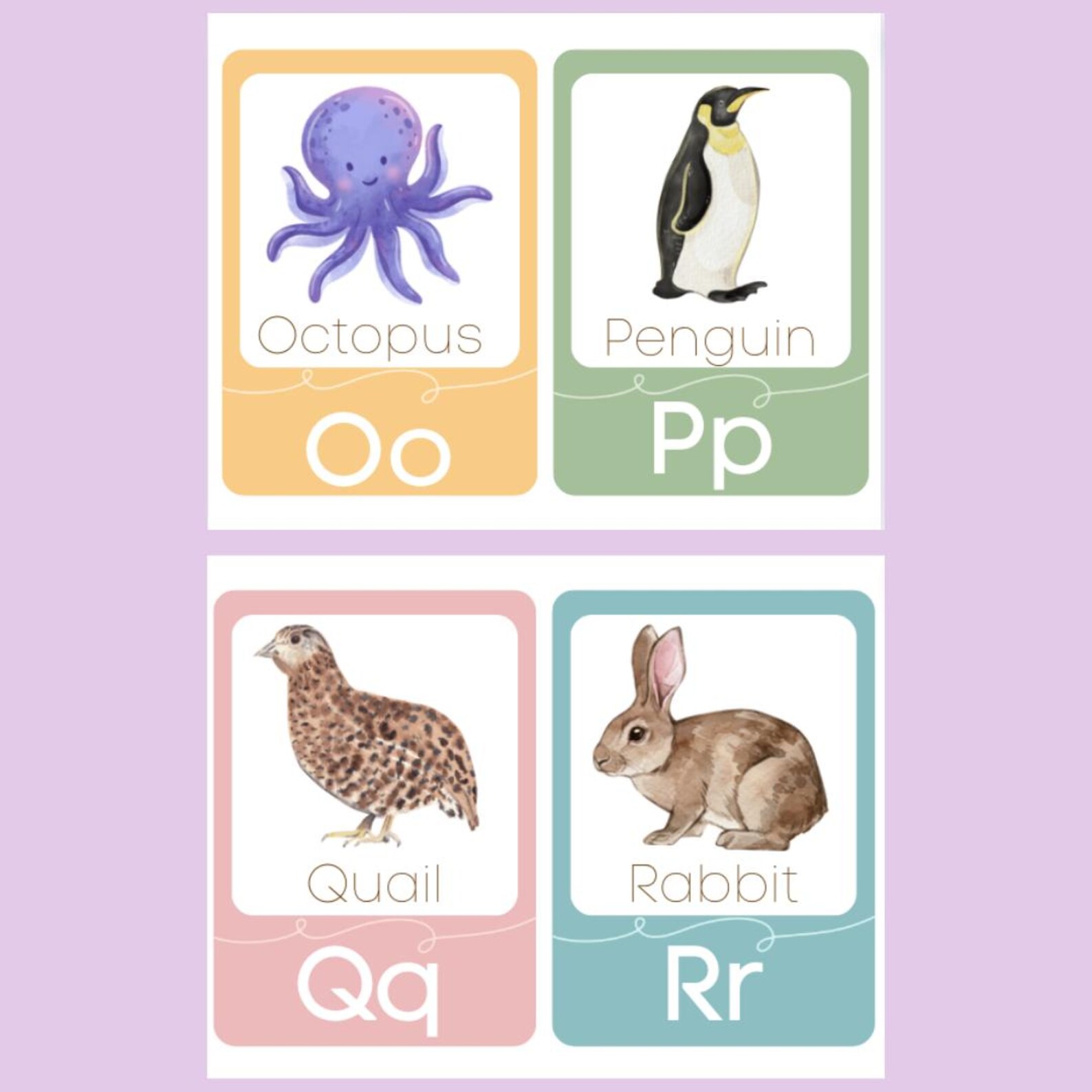 Alphabet Flash Cards Printable ABC Animal Alphabet Cards Manuscript ...