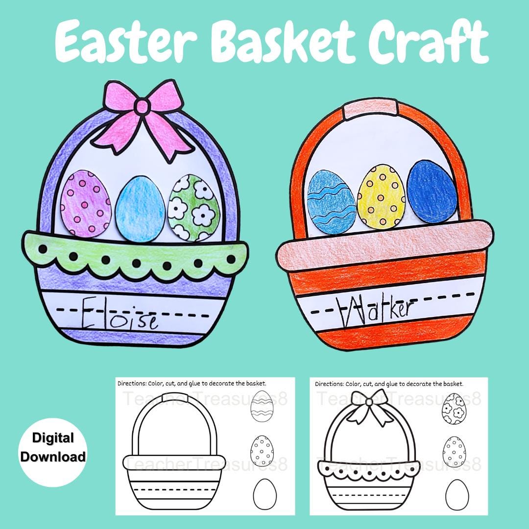 Easter Basket Craft Printable Download DIY Kids Easter Craft for Easter ...