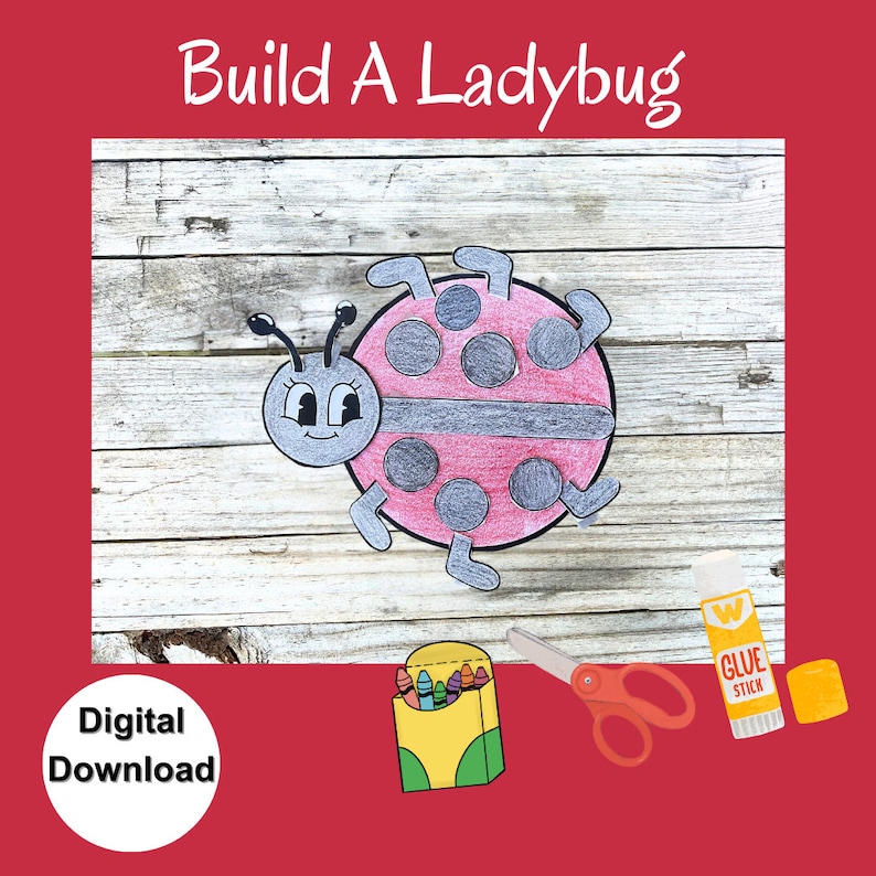 Build A Ladybug Craft Printable Activity Kids Summer Craft DIY Craft ...