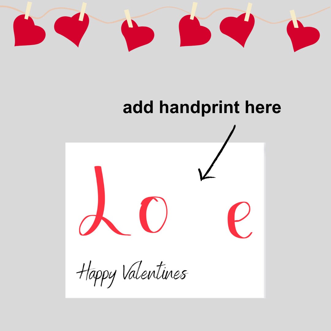 Valentines Day Handprint, Printable DIY Valentines Day Handprint ...