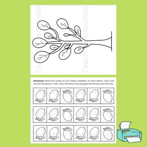Lemon Tree Craft, Family Tree Template, Printable Activity, Family Tree ...