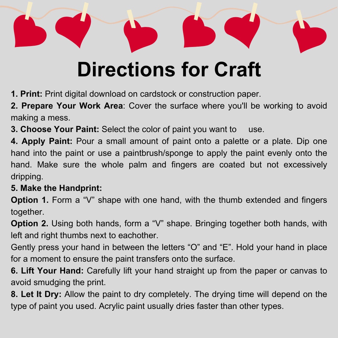 Valentines Day Handprint, Printable DIY Valentines Day Handprint ...