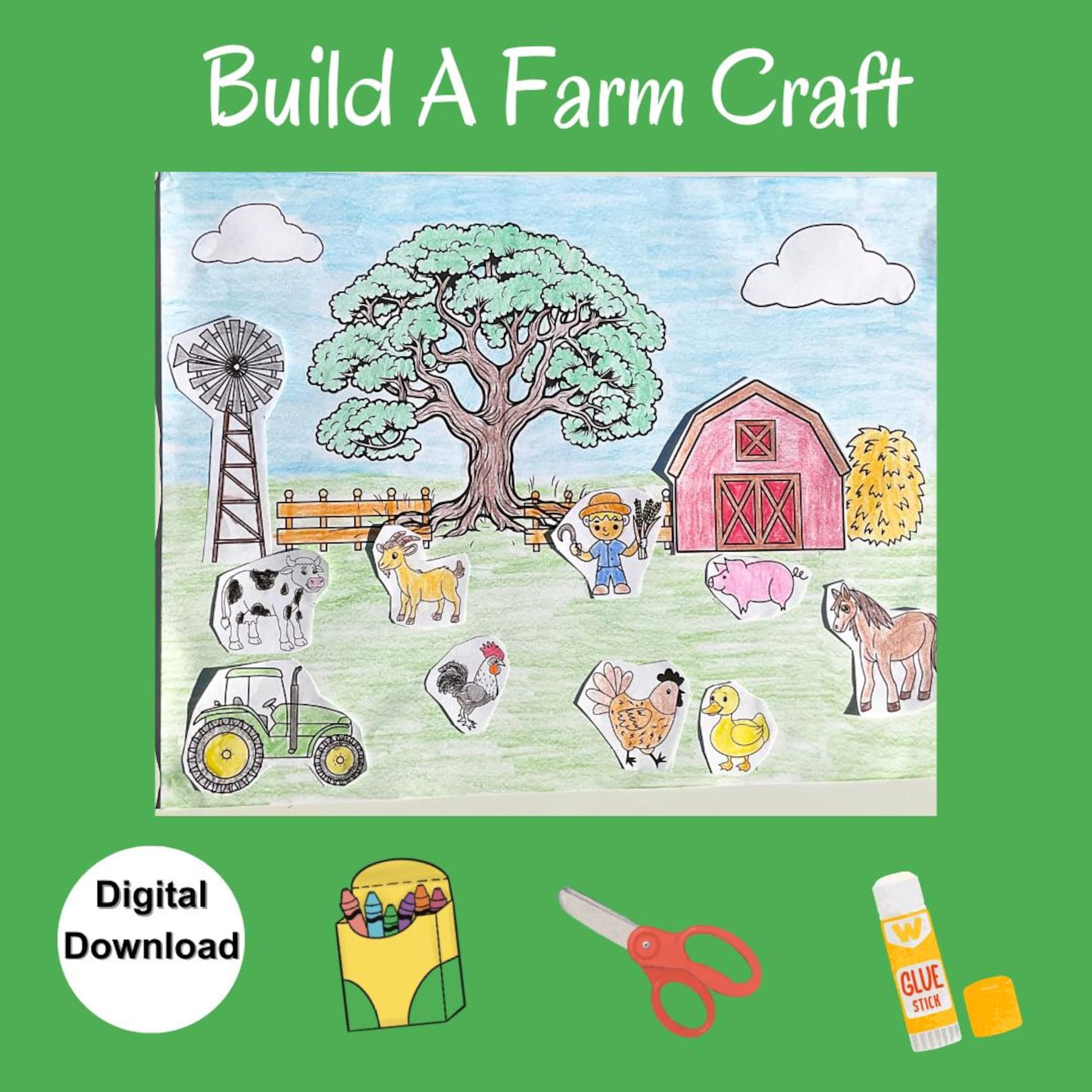 Build A Farm Craft Printable Download Build A Barnyard Farm Craft ...