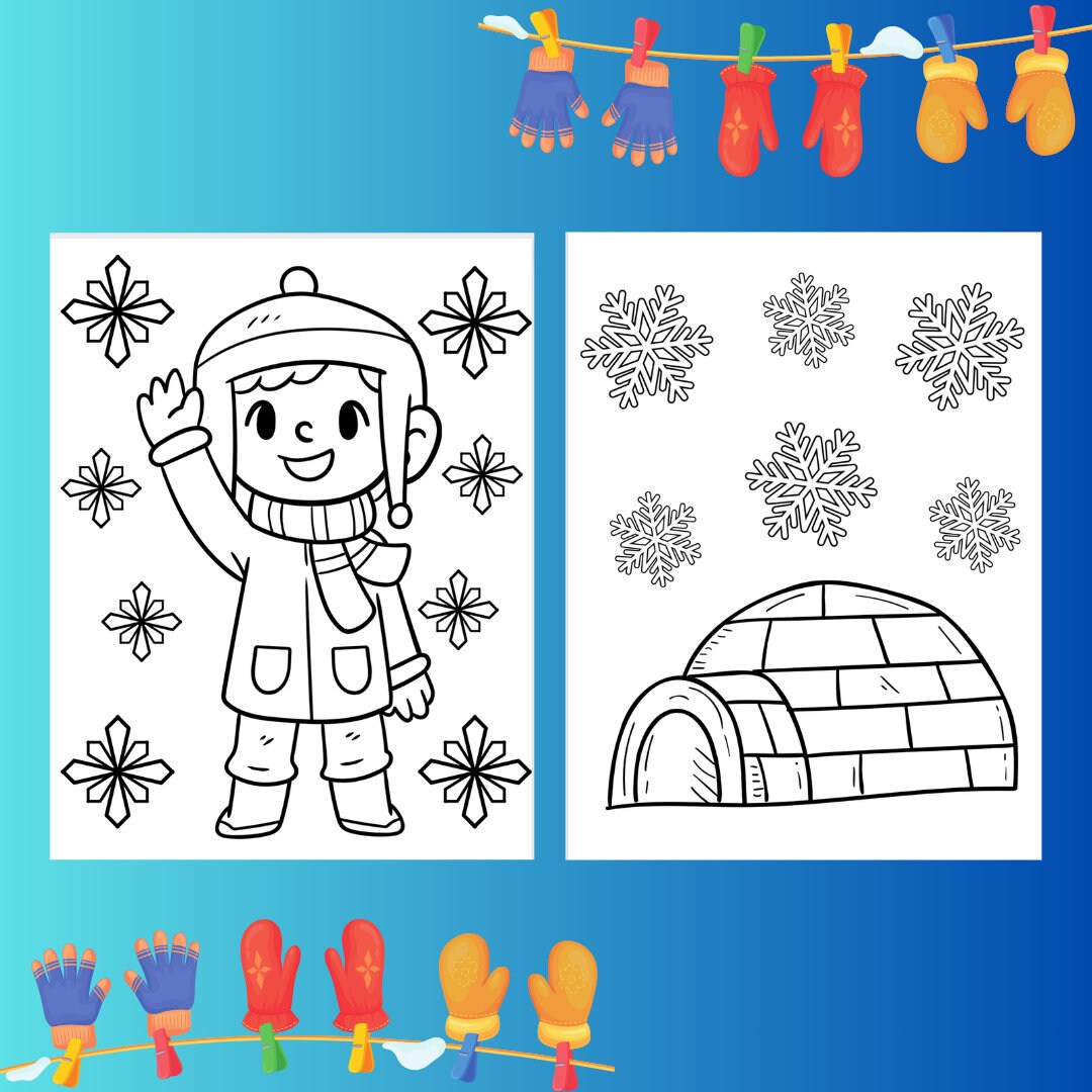 Printable Winter Coloring Pages, Winter Crafts, Kindergarten Artwork ...