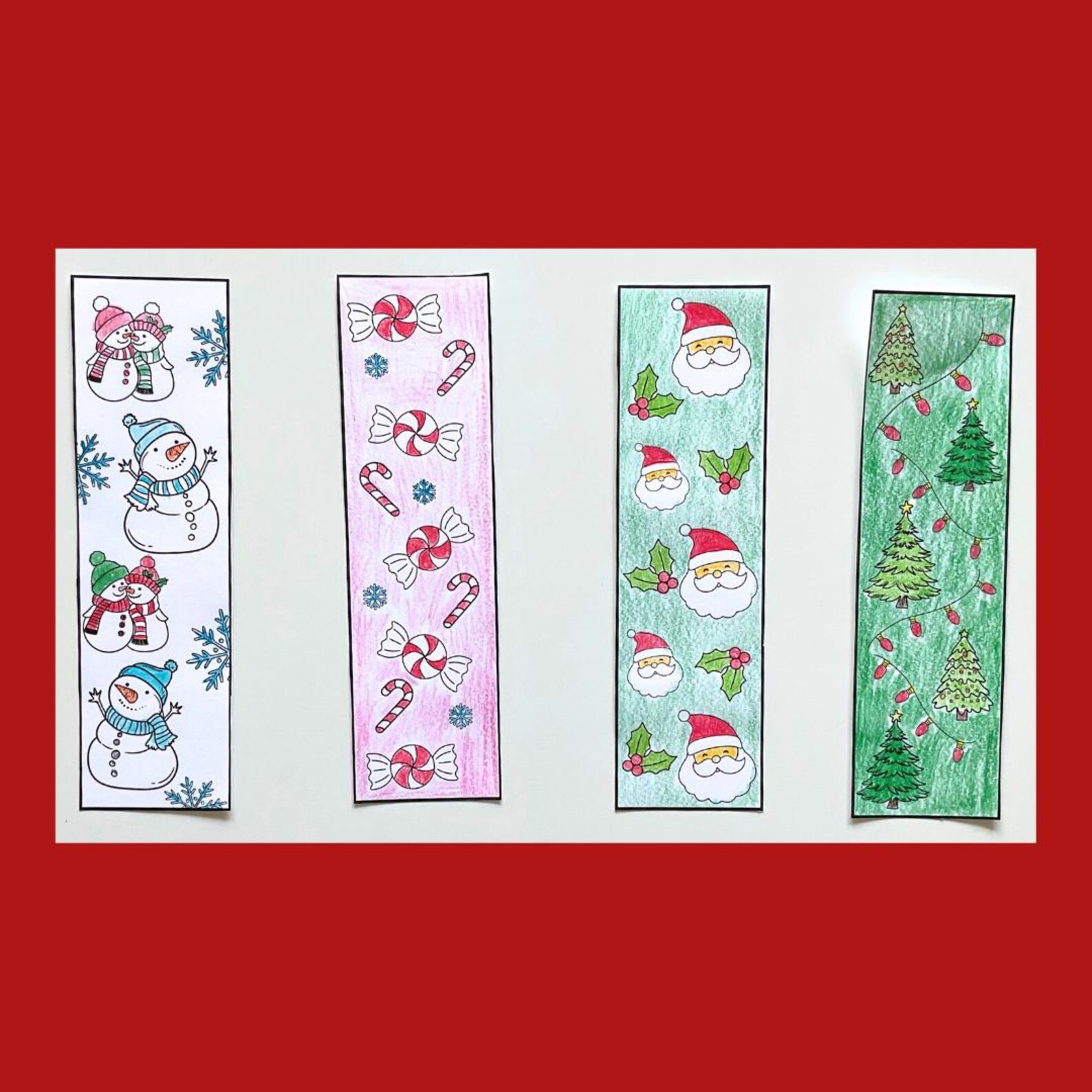 Christmas Coloring Bookmarks Printable Christmas Bookmark Christmas ...