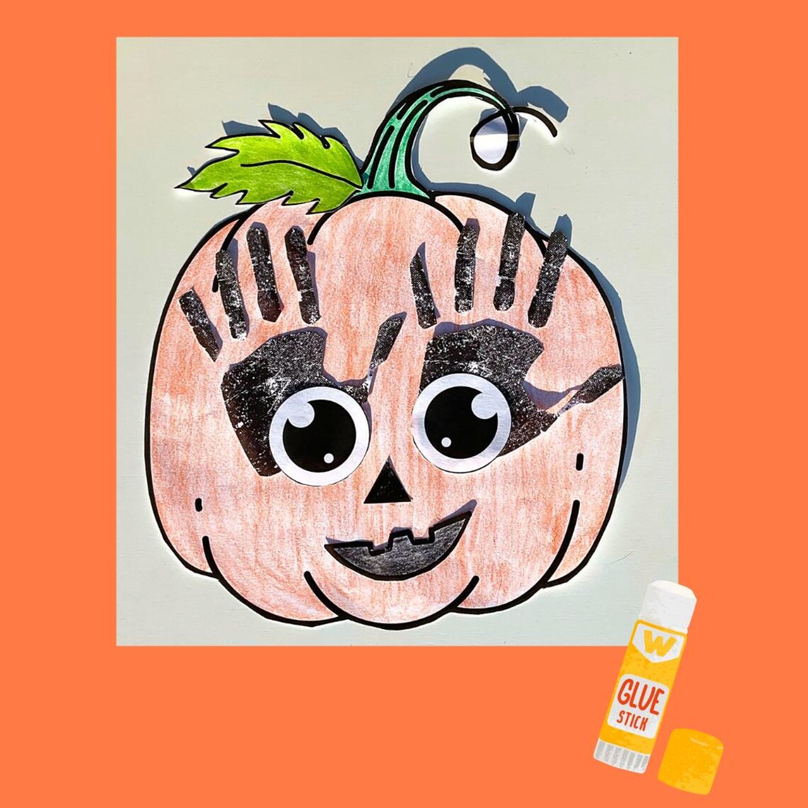 Handprint Pumpkin Craft Halloween Printable Fall Craft Pumpkin Face ...