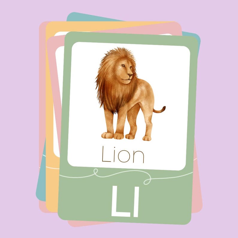 Alphabet Flash Cards Printable ABC Animal Alphabet Cards Manuscript ...