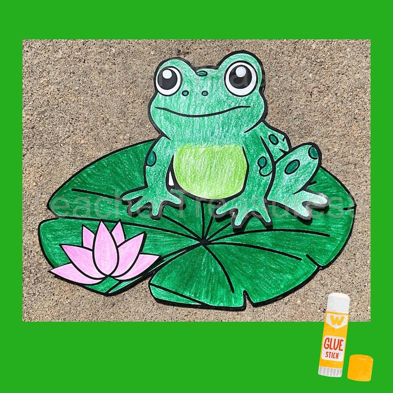 Frog Craft Printable Activity Kids Spring Craft DIY Craft Homeschool ...