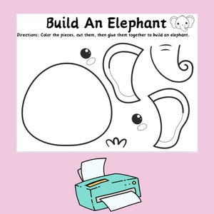 Build an Elephant Craft Printable Activity Summer Craft Homeschool ...