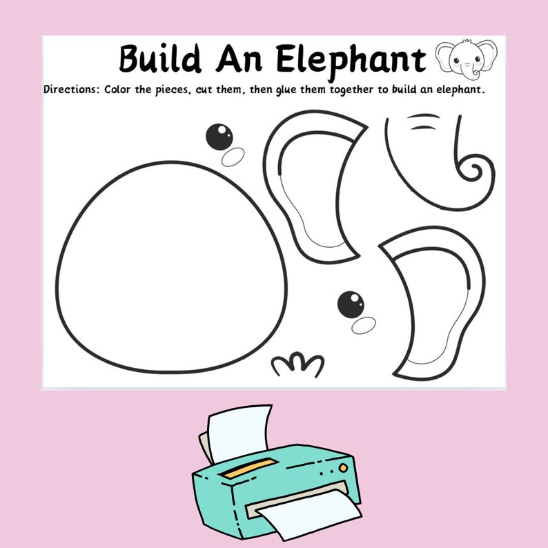 Build an Elephant Craft Printable Activity Summer Craft Homeschool ...