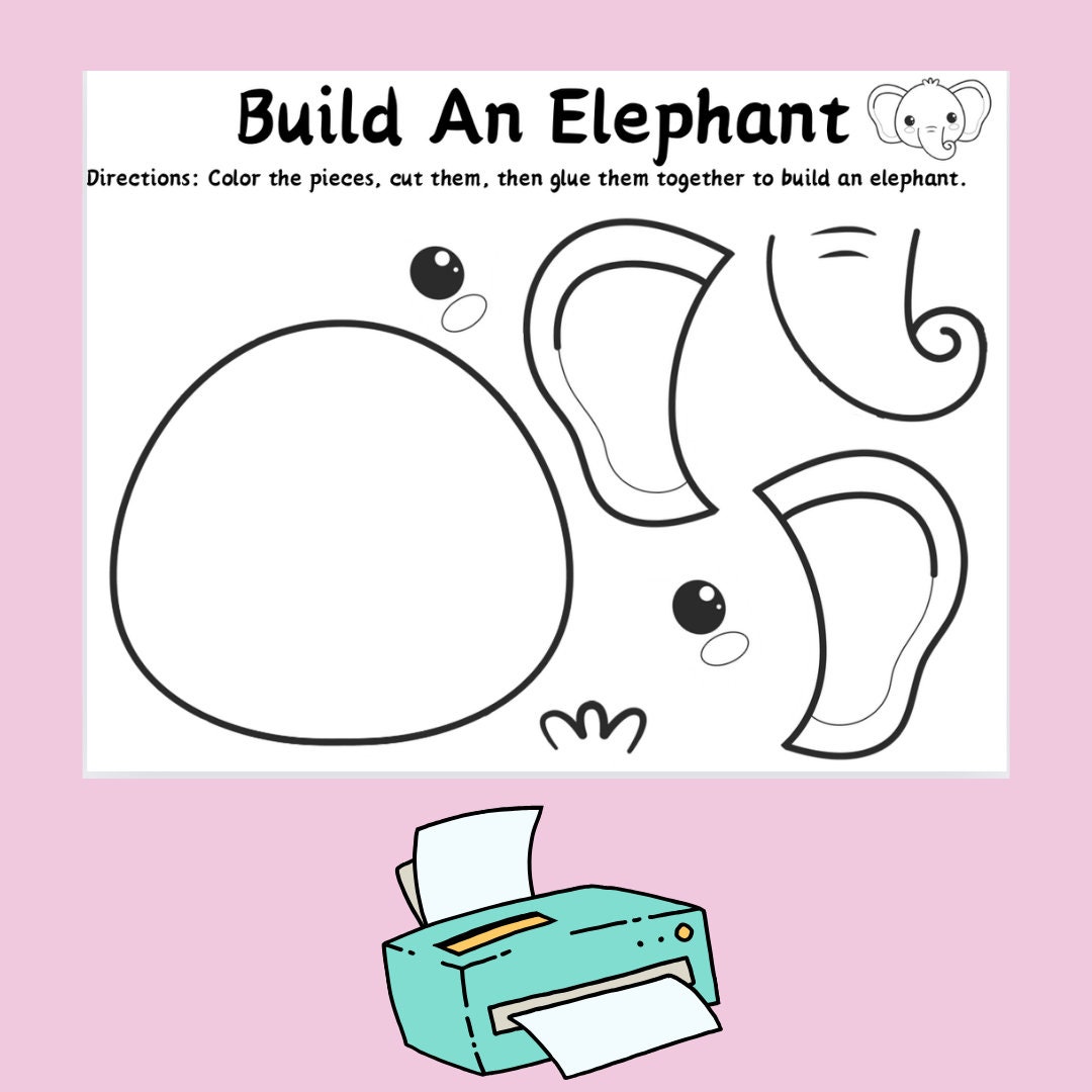 Build an Elephant Craft Printable Activity Summer Craft Homeschool ...