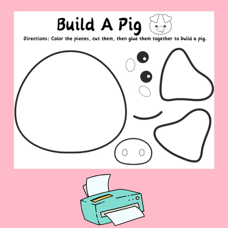 Build A Pig Craft Printable Activity Summer Craft Homeschool Activity ...
