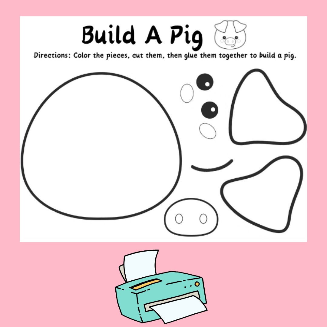 Build A Pig Craft Printable Activity Summer Craft Homeschool Activity ...